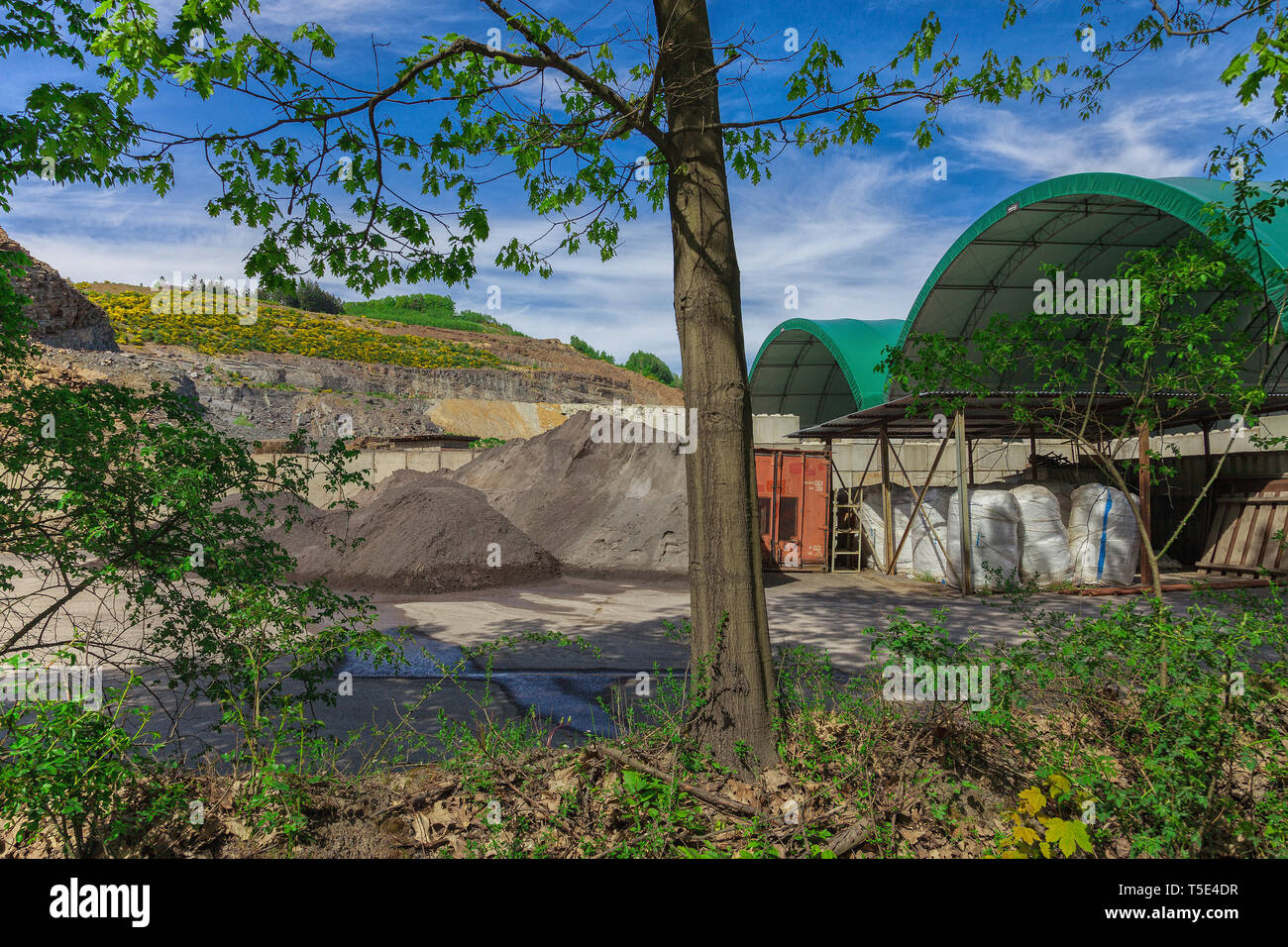 Basalt mine - Basalt is a basic effusion rock Stock Photo - Alamy