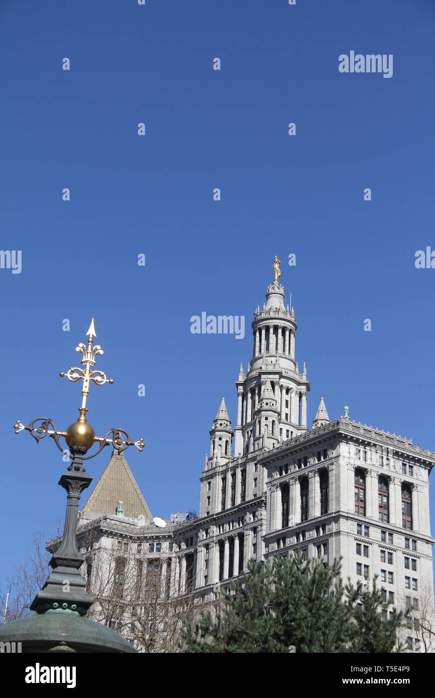 The New York City Hall seen from the City Hall Park in Manhattan, NYC ...