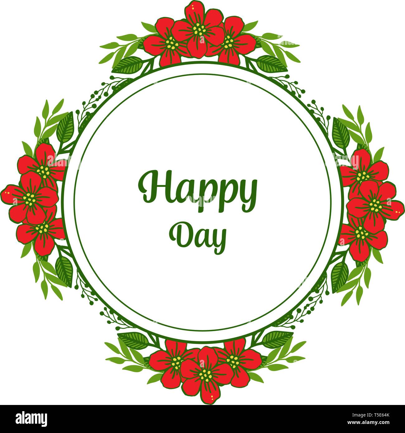 Vector illustration letter happy day for pattern art leaf floral frame ...