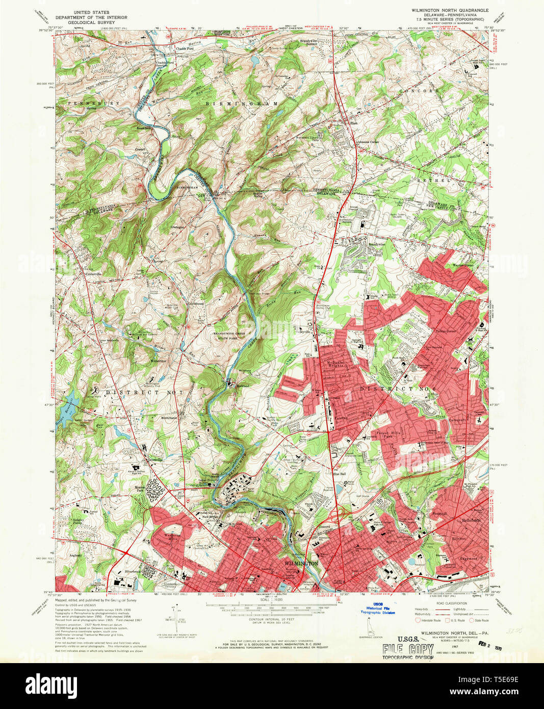 USGS TOPO Map Deleware DE Wilmington North 255682 1967 24000 ...