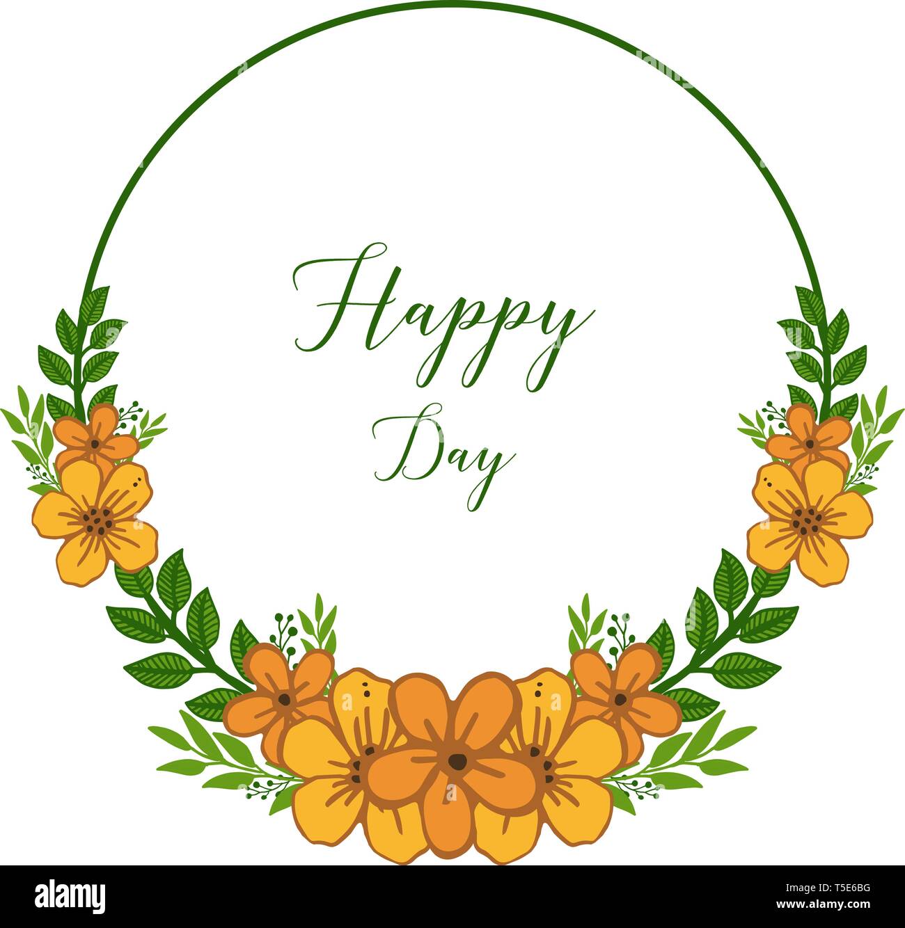 Vector illustration round shape of orange flower frame with design of ...