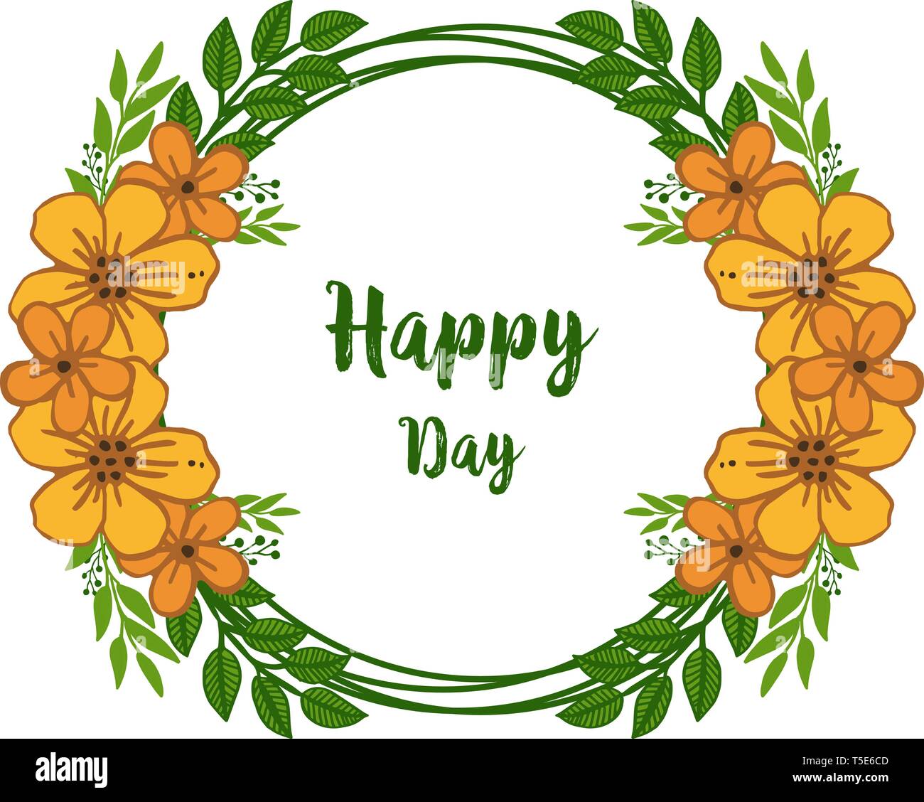 Vector illustration round shape of orange flower frame with design of ...