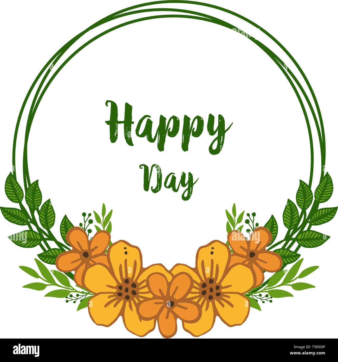 Vector illustration beauty of orange wreath frame with decor of card ...