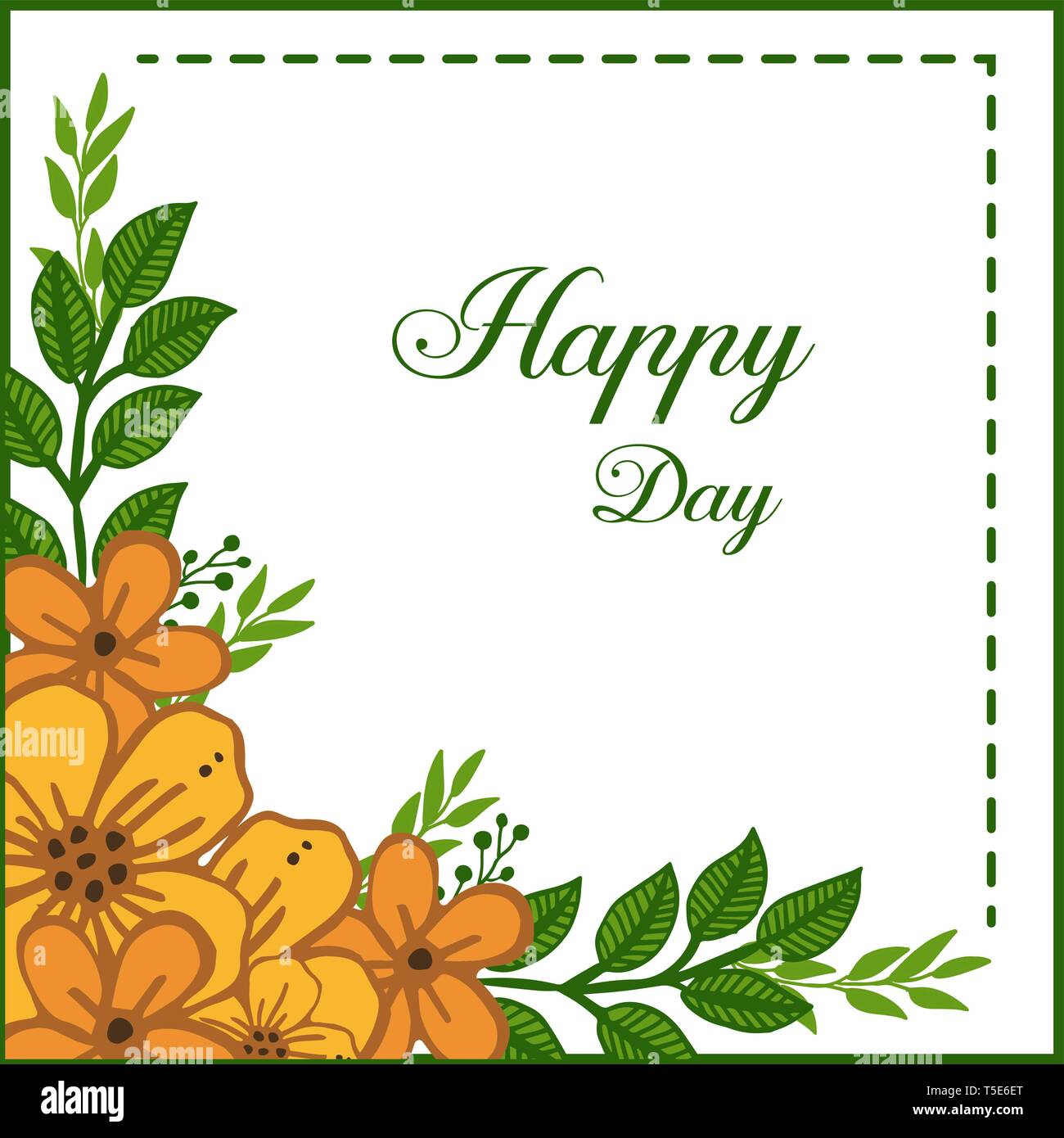 Vector illustration beauty of orange wreath frame with decor of card ...