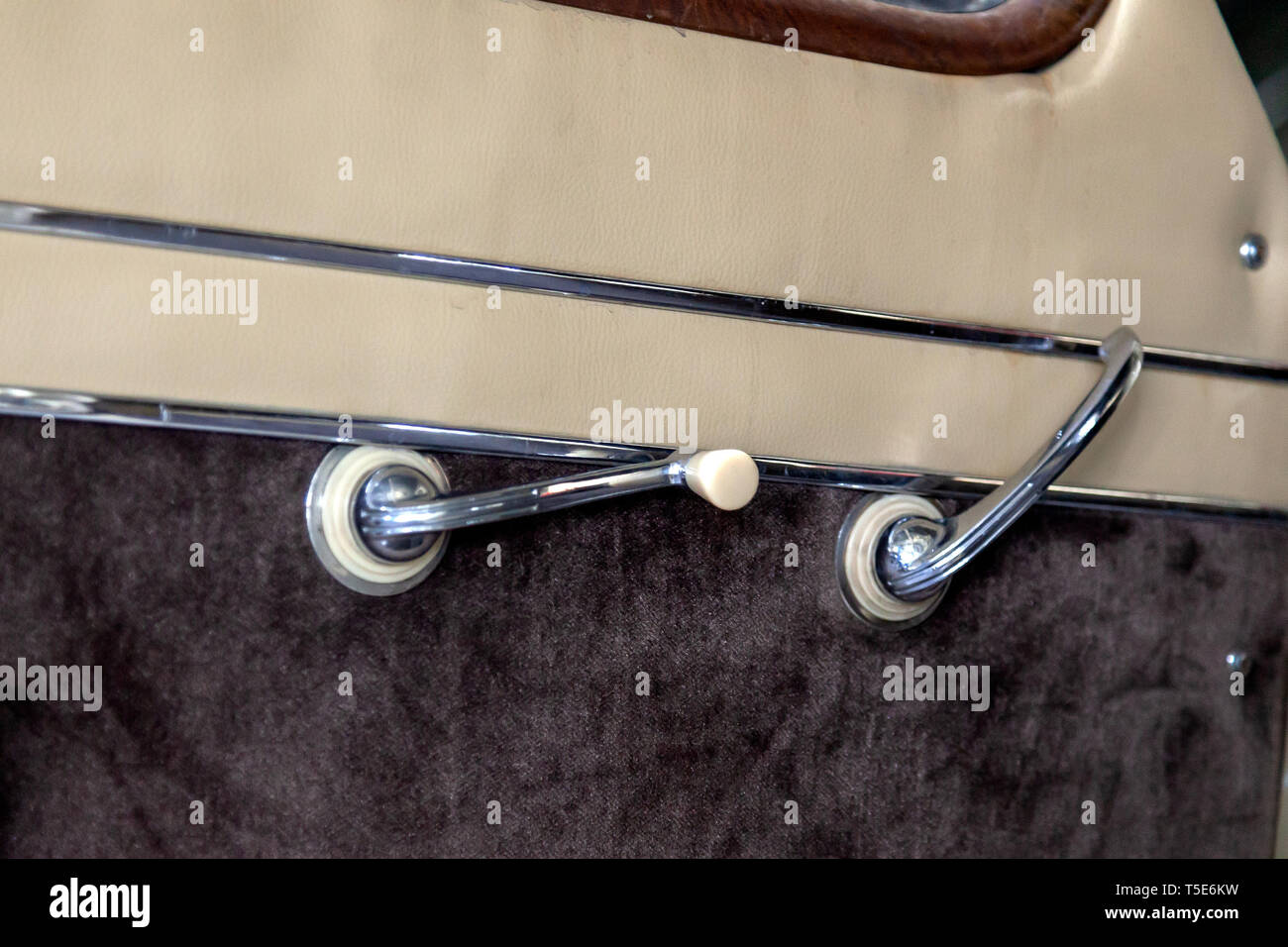 Vintage retro car door dashboard with analog handle and switch for ...