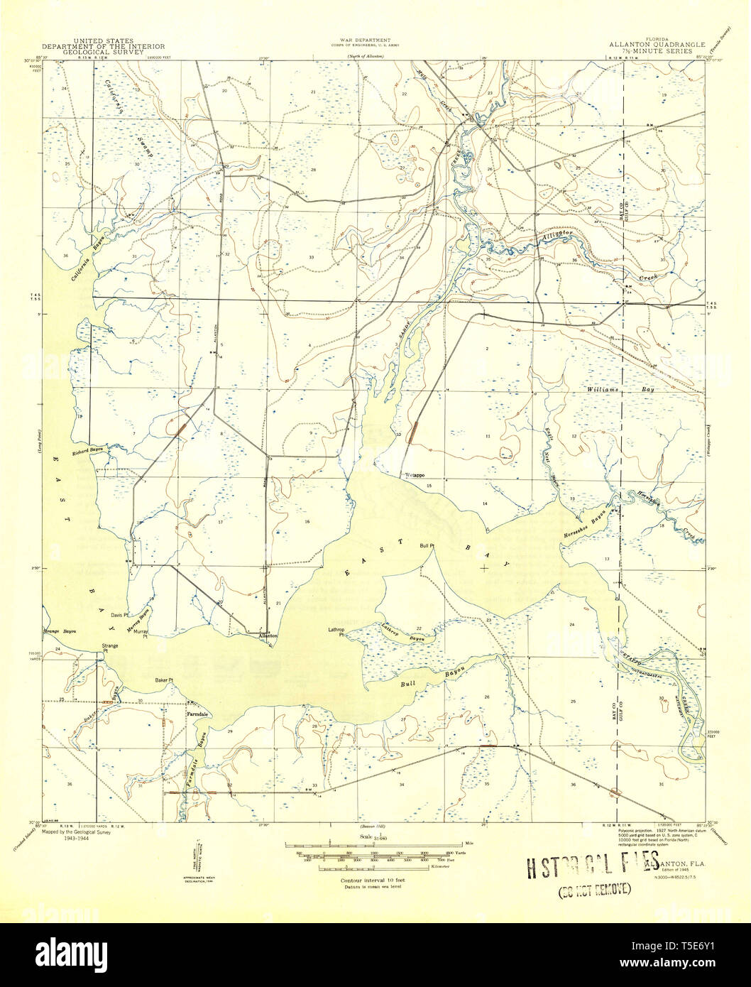 USGS TOPO Map Florida FL Allanton 344894 1945 31680 Restoration Stock ...