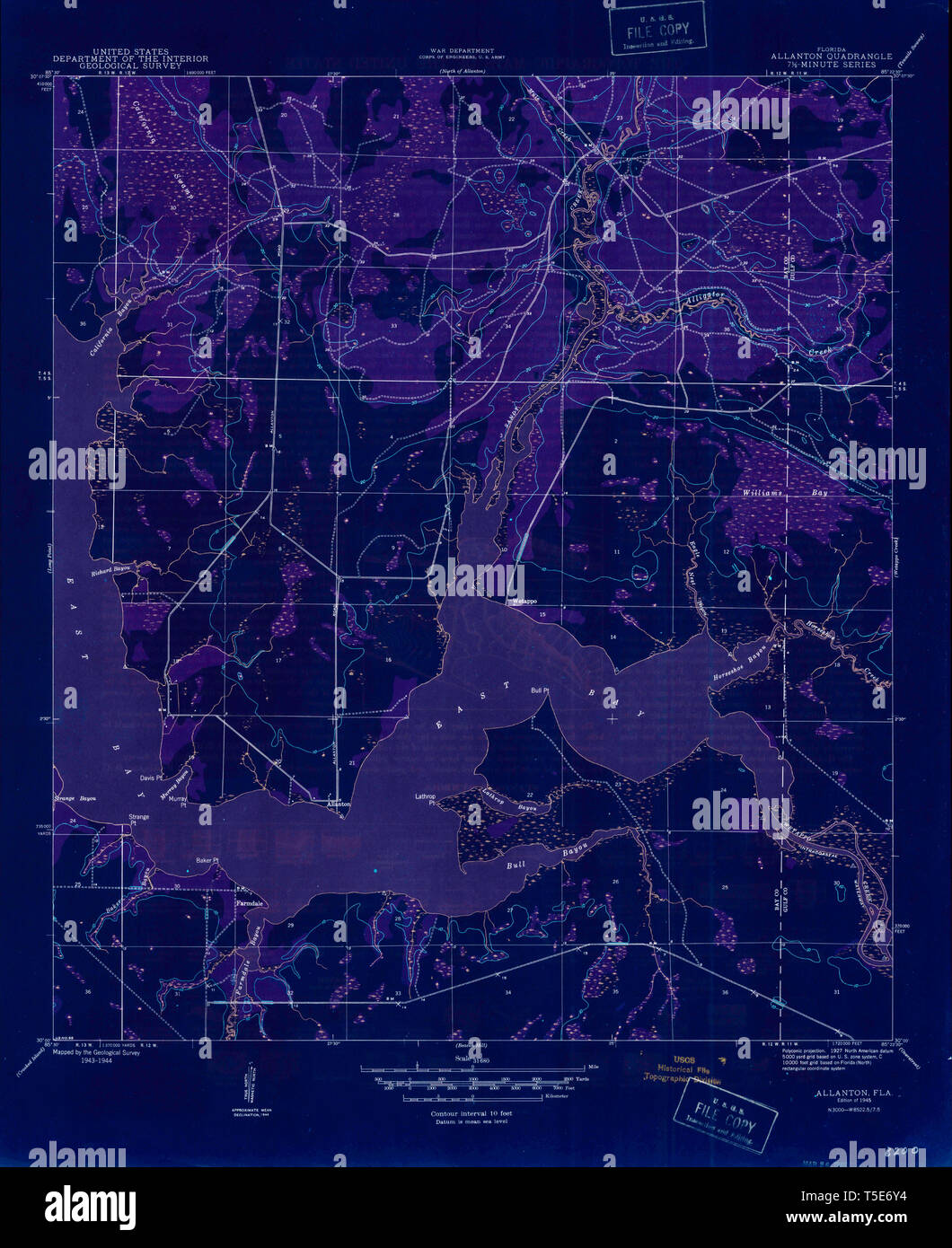 USGS TOPO Map Florida FL Allanton 344896 1945 31680 Inverted ...