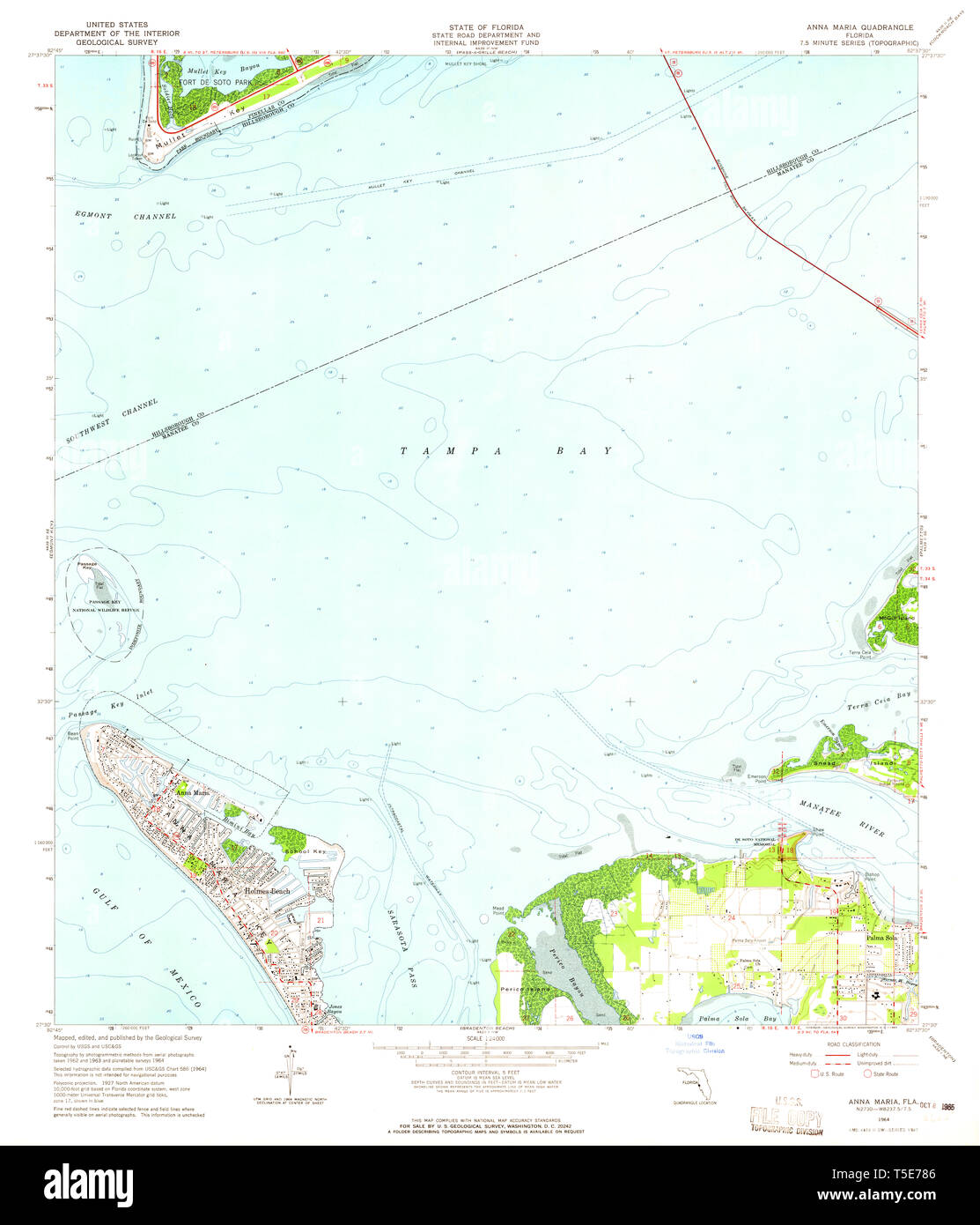 USGS TOPO Map Florida FL Anna Maria 344938 1964 24000 Restoration Stock ...