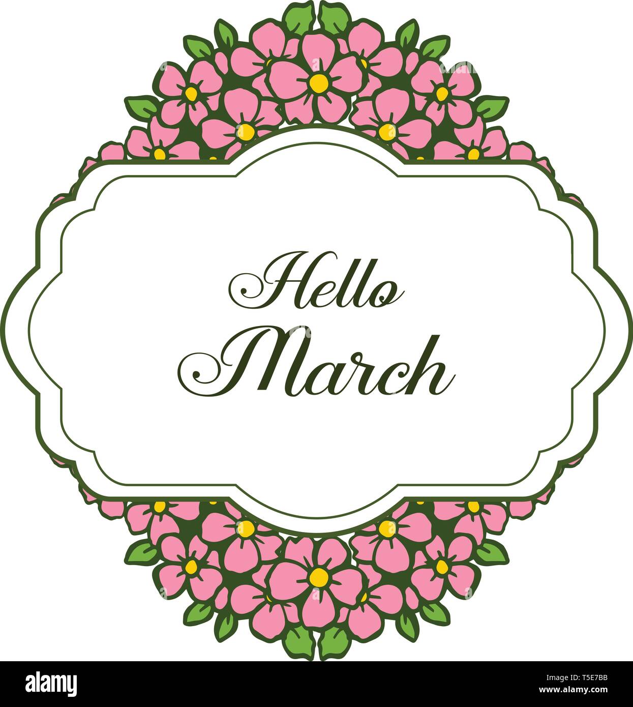 Vector illustration pink flower frame for banner walpaper hello march ...