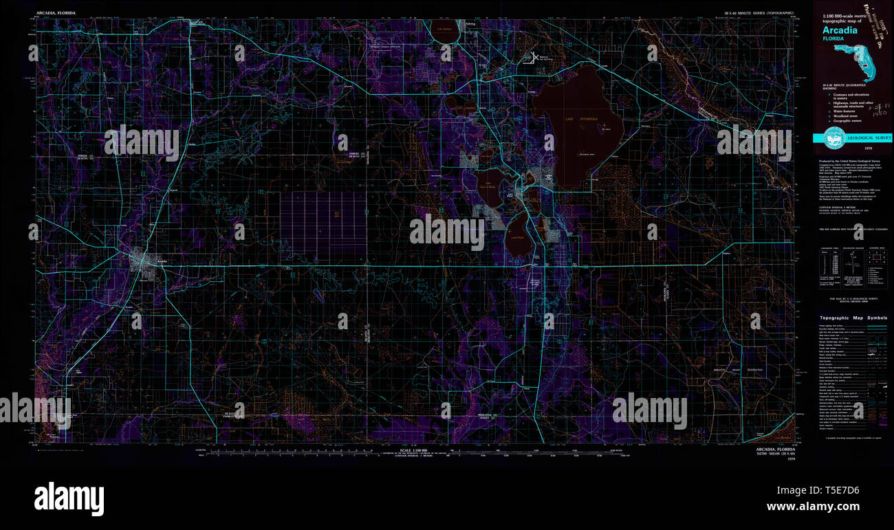 Arcadia florida map hi-res stock photography and images - Alamy