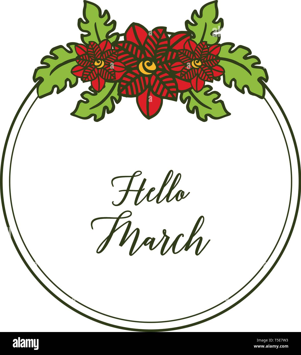 Vector illustration of invitation hello march with ornate of flower ...