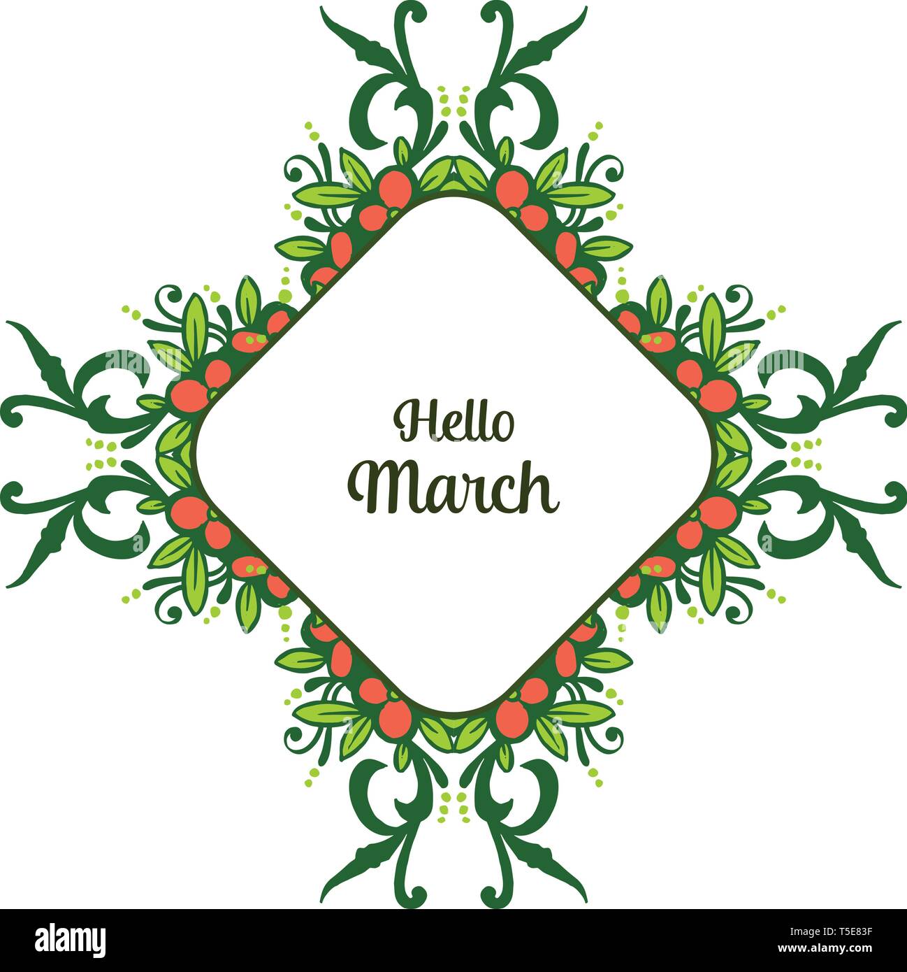 Vector illustration decoration flower frame for greeting card hello ...