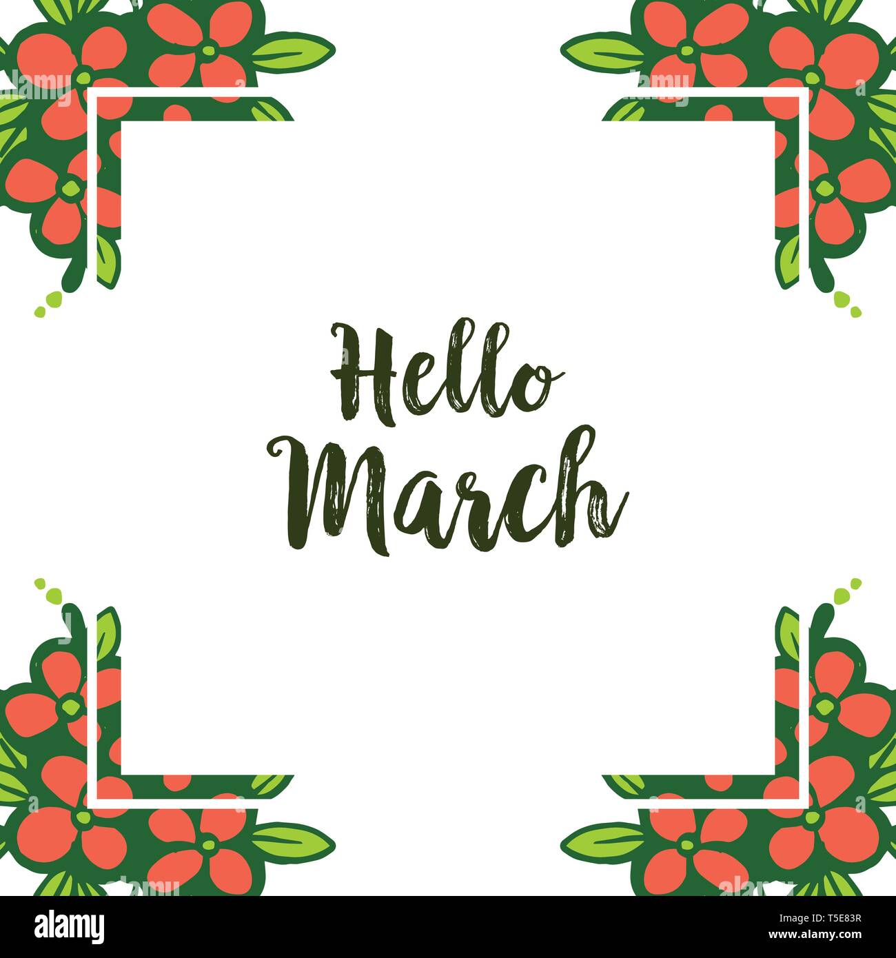 Vector illustration decoration flower frame for greeting card hello ...