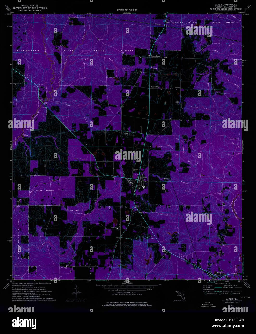 Baker florida map hi-res stock photography and images - Alamy