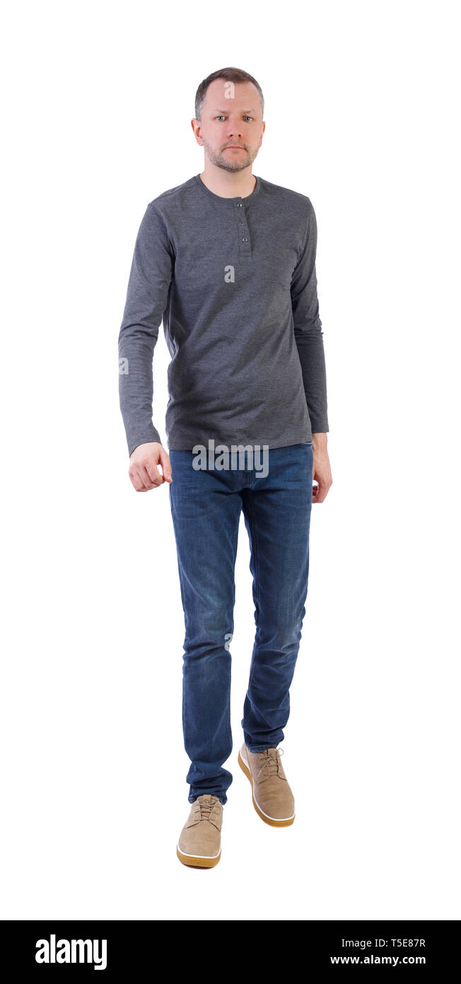 Side view of going handsome man. walking young guy. Isolated over white ...