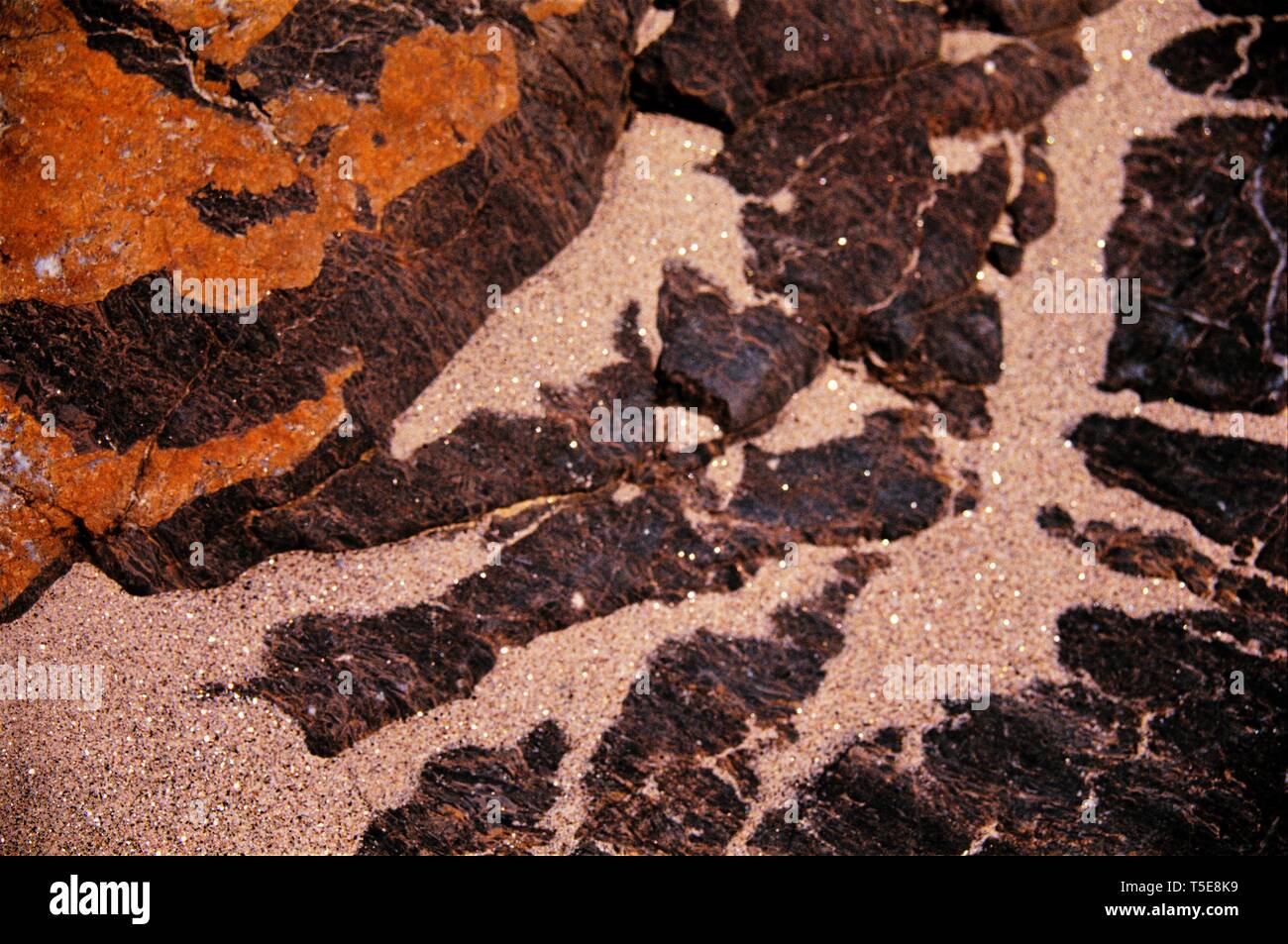 Sand trapped on rock depression, Rishikesh, Uttarakhand, India, Asia ...