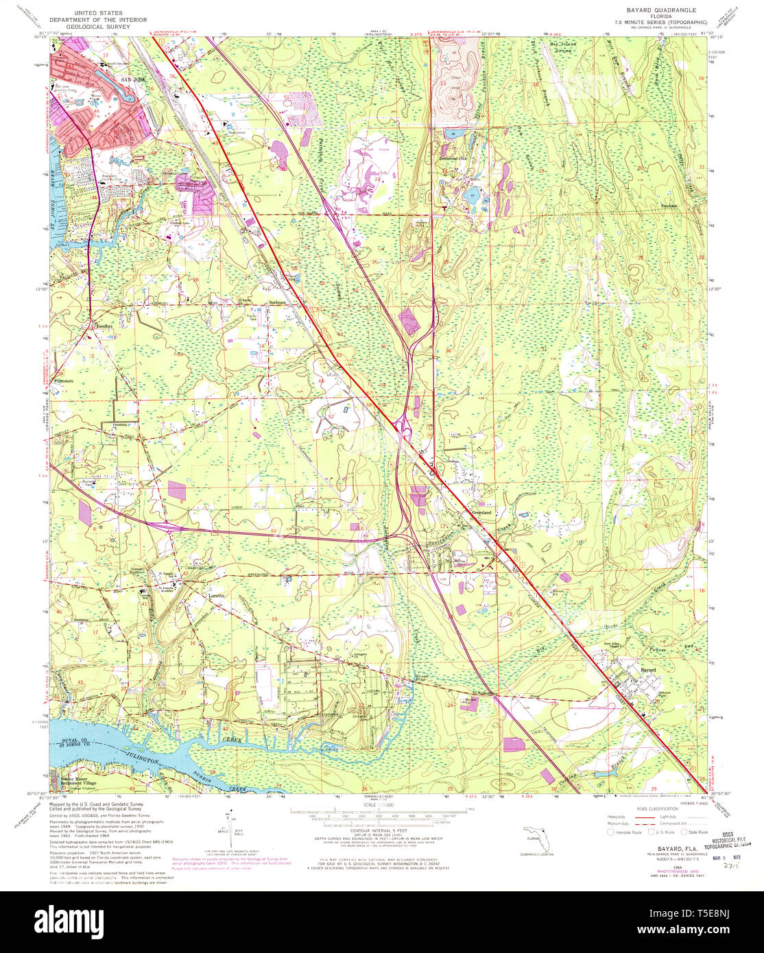 USGS TOPO Map Florida FL Bayard 345101 1964 24000 Restoration Stock ...