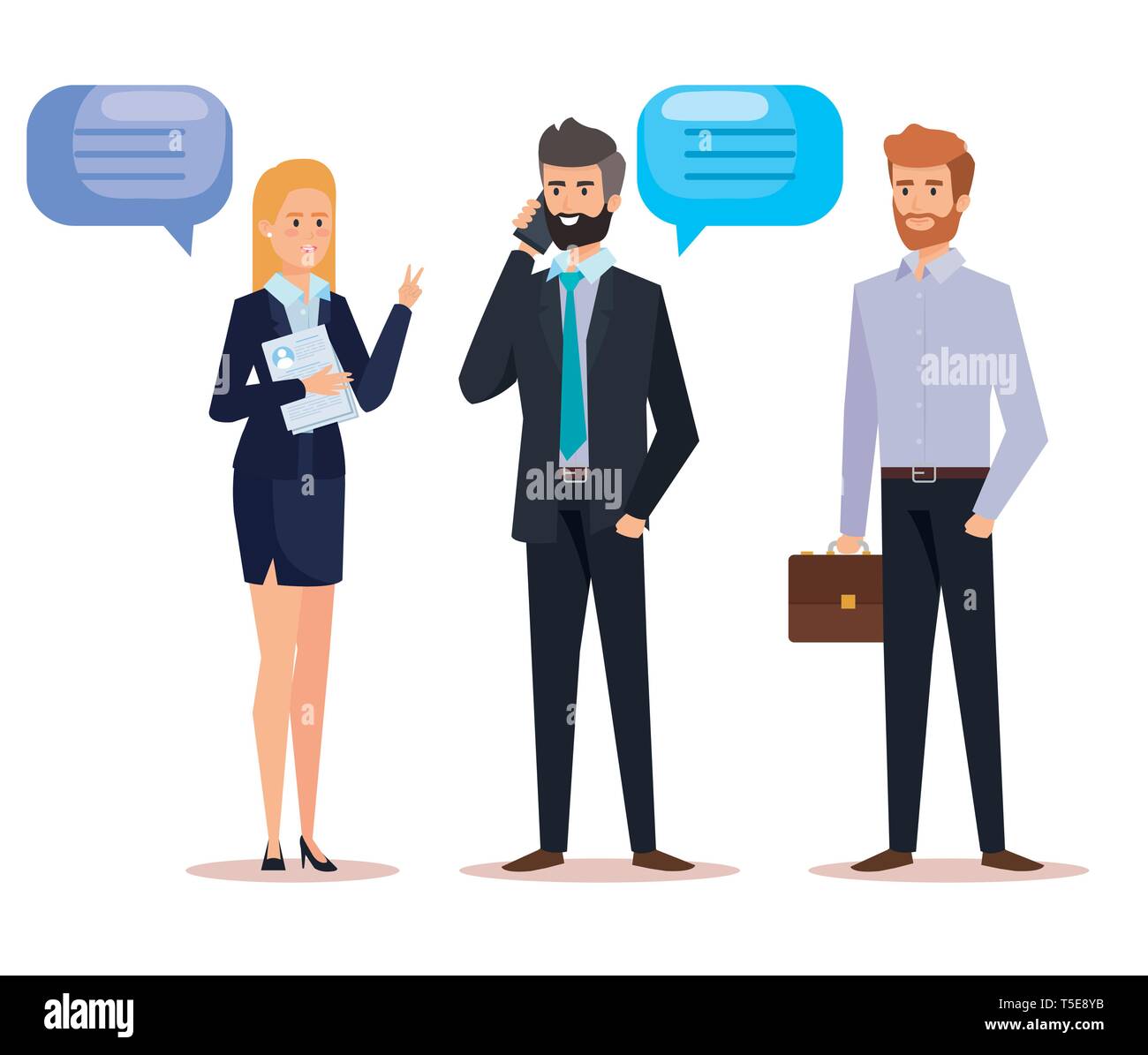 professional businesspeople with chat bubble and briefcase Stock Vector ...