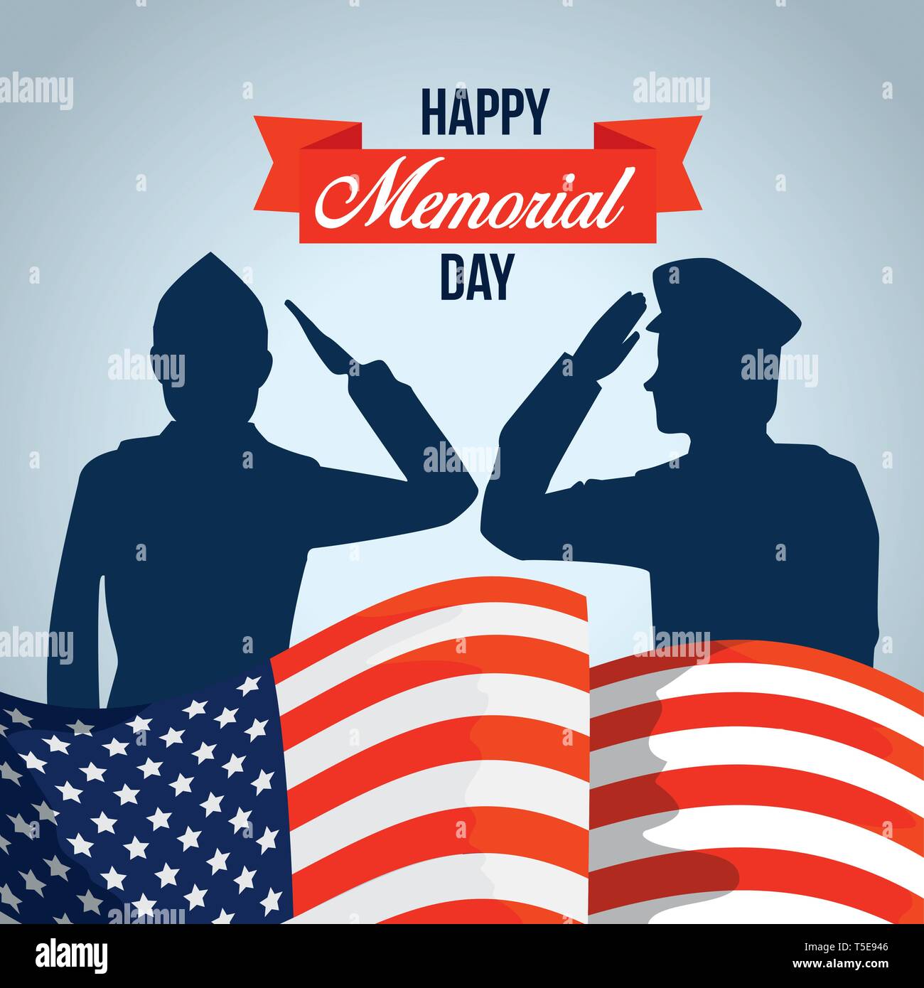 patriotic soldiers with usa flag and ribbon Stock Vector Image & Art ...