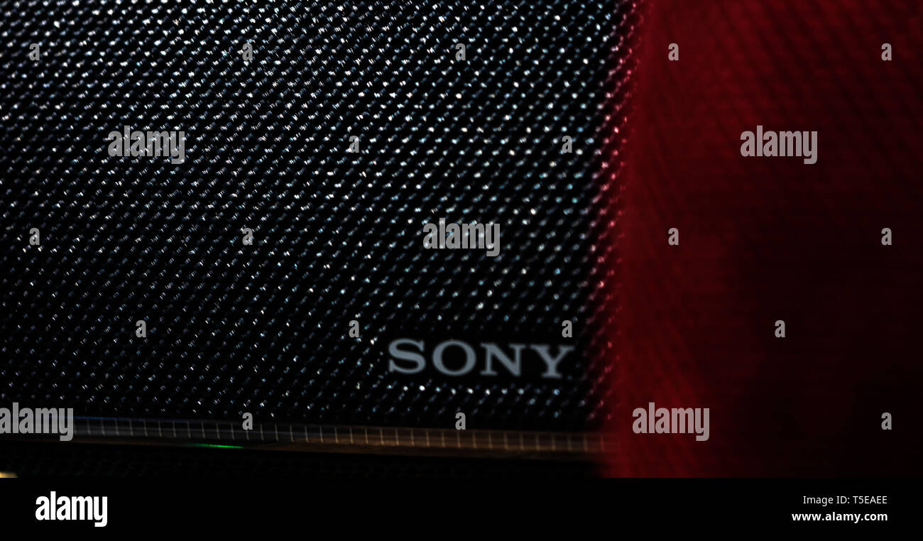Sony Speakers on the shelf in the store Stock Photo - Alamy