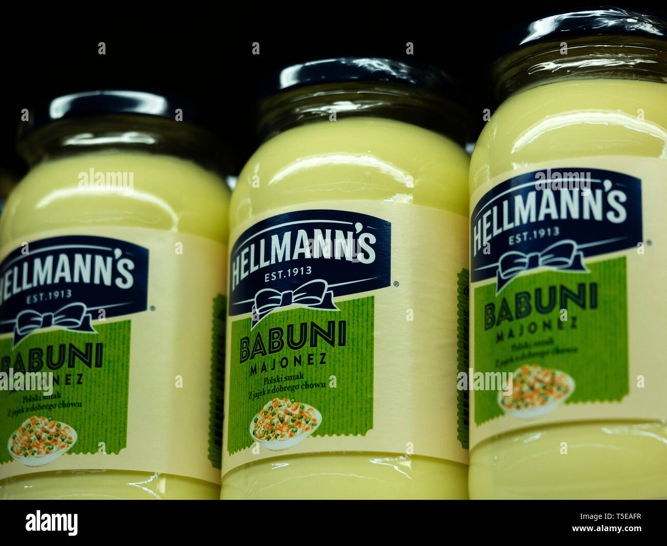 Hellmann's jars of mayonnaise on a shelf in a store Stock Photo - Alamy