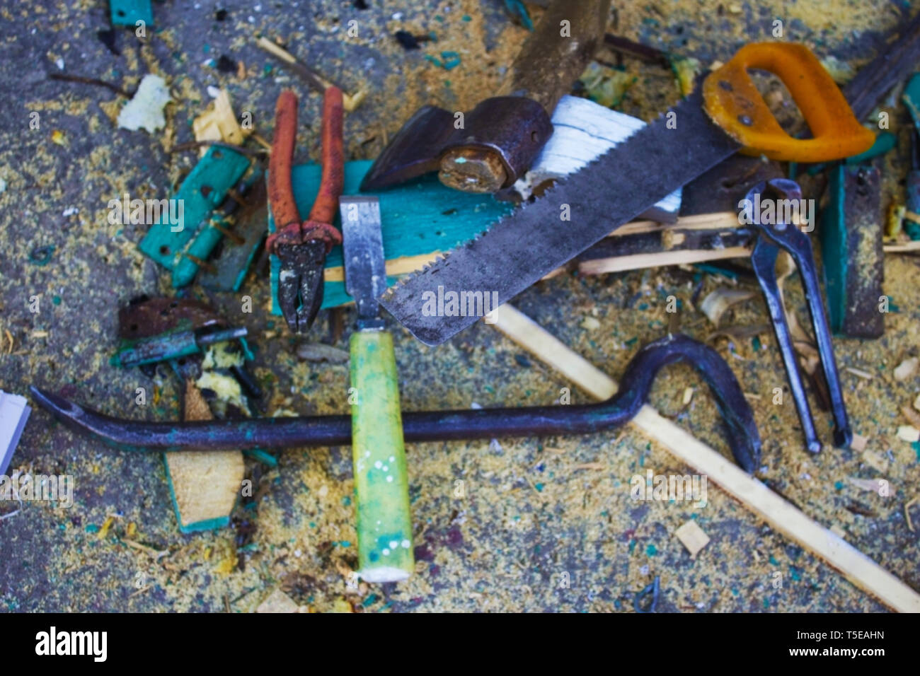 Joiner's tools set. Real work background Stock Photo - Alamy