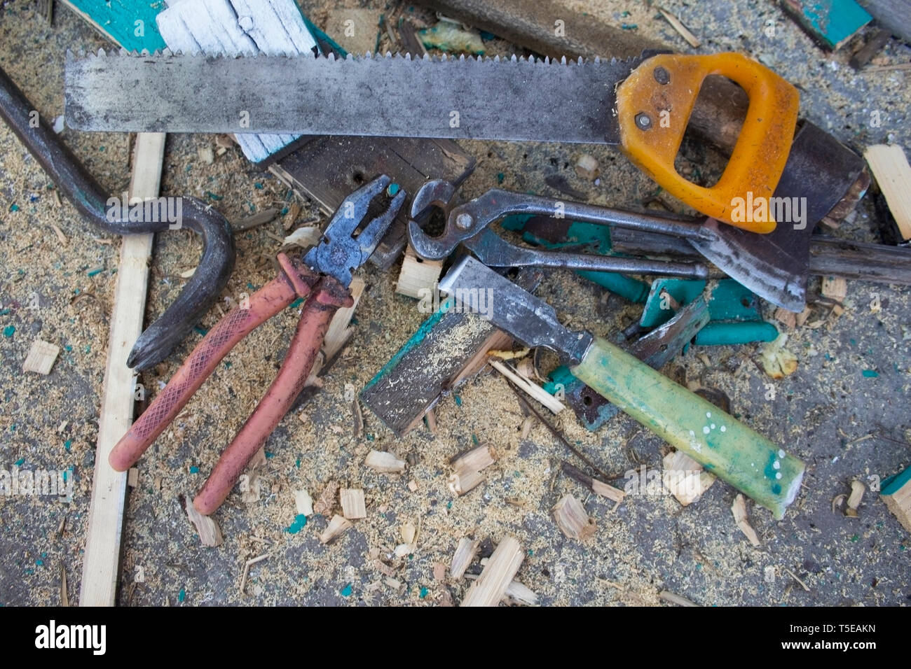 Joiner's tools set. Real work background Stock Photo - Alamy