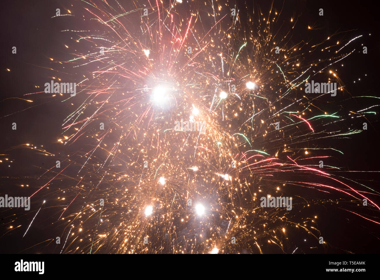 firework in sky, celebrating Gudi Padva Festival, Thane Maharashtra ...