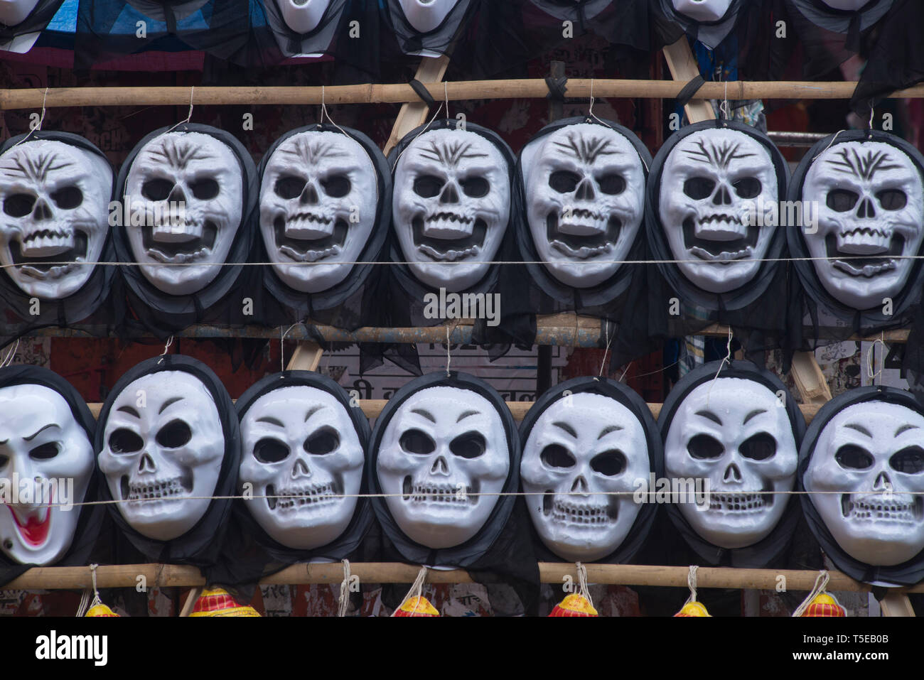 Plastic masks of Ghost and Skull kept for sell, Pune Maharashtra India ...