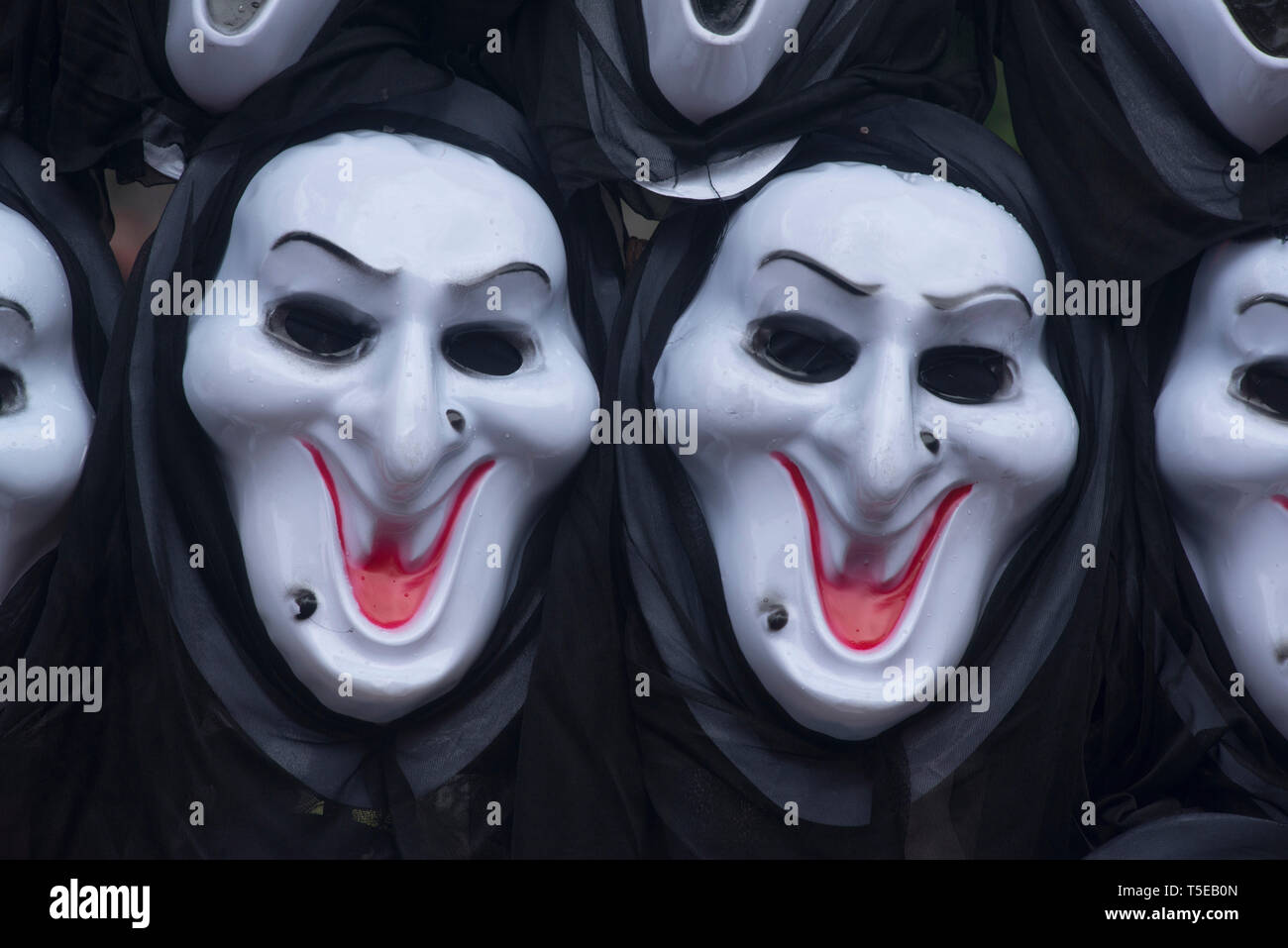 Plastic masks of Ghost and Skull kept for sell, Pune Maharashtra India ...