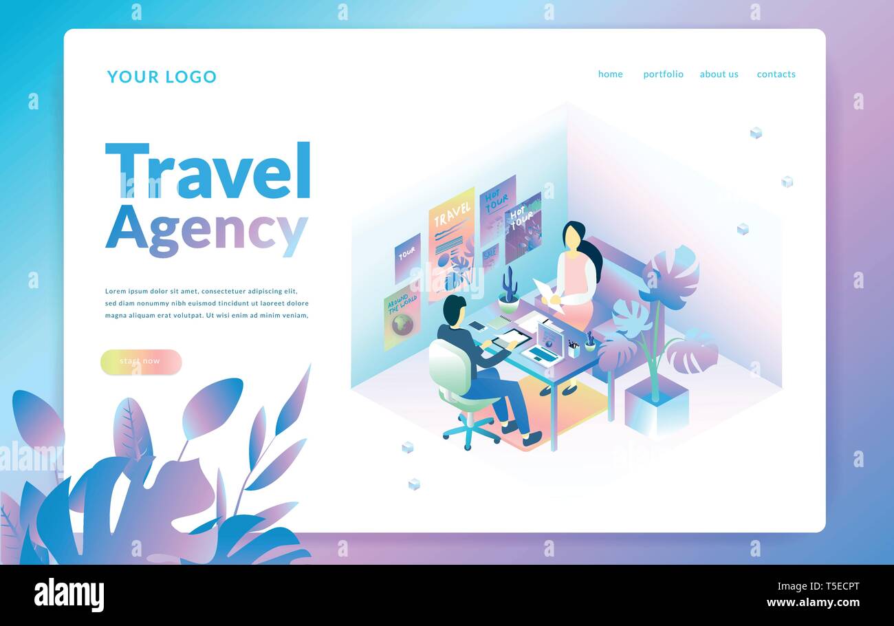 Travel agency concept isometric illustration Stock Vector Image & Art ...