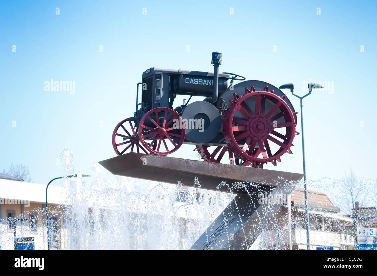 Italy, Lombardy, Treviglio, Monument to the Cassani Tractor 40 Stock ...