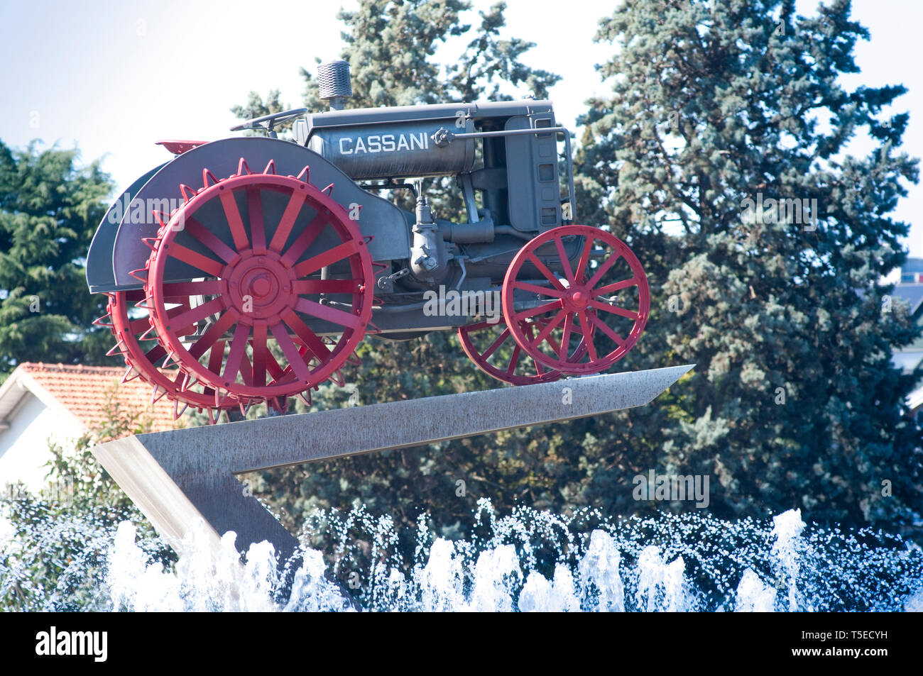 Italy, Lombardy, Treviglio, Monument to the Cassani Tractor 40 Stock ...