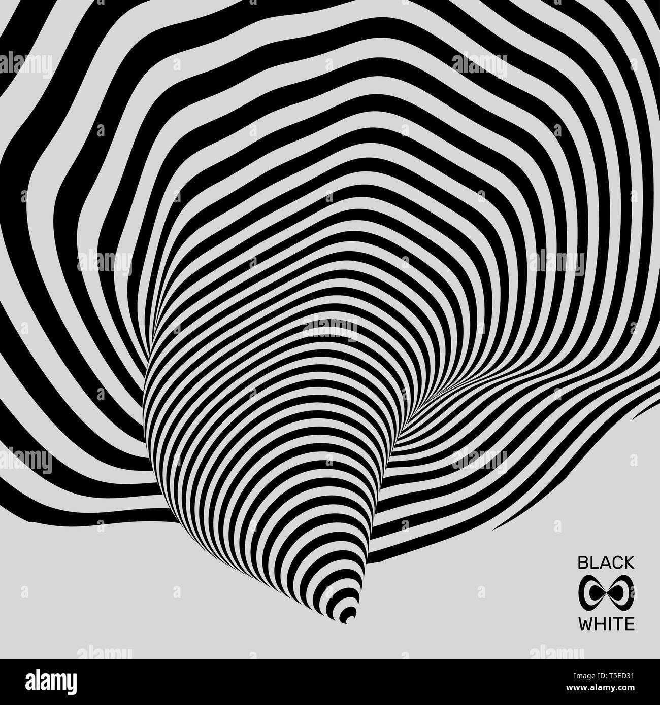 Tunnel. Abstract 3D geometrical background. Black and white design ...