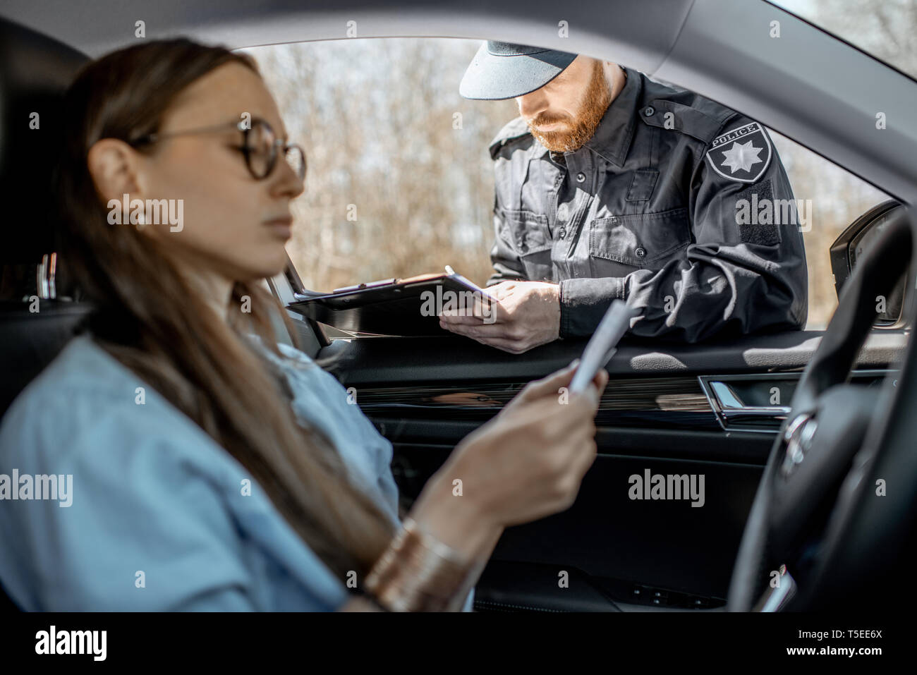 Sitting vehicle interior transportation police officer crime hi-res ...