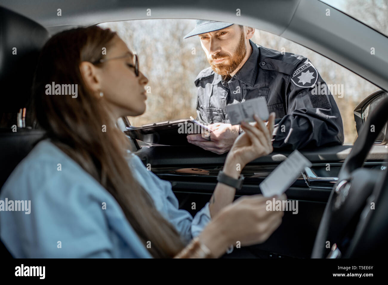 Sitting vehicle interior transportation police officer crime hi-res ...