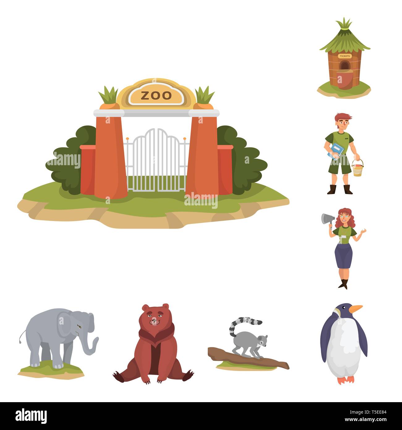 gate,window,zookeeper,elephant,bear,lemur,penguin,arch,counter,man ...