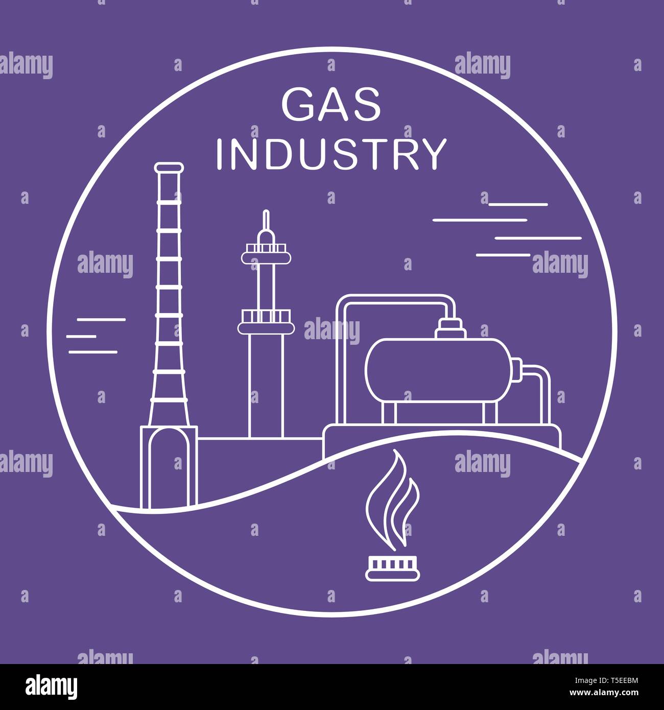 Vector illustration with equipment for gas production. Gas industry ...