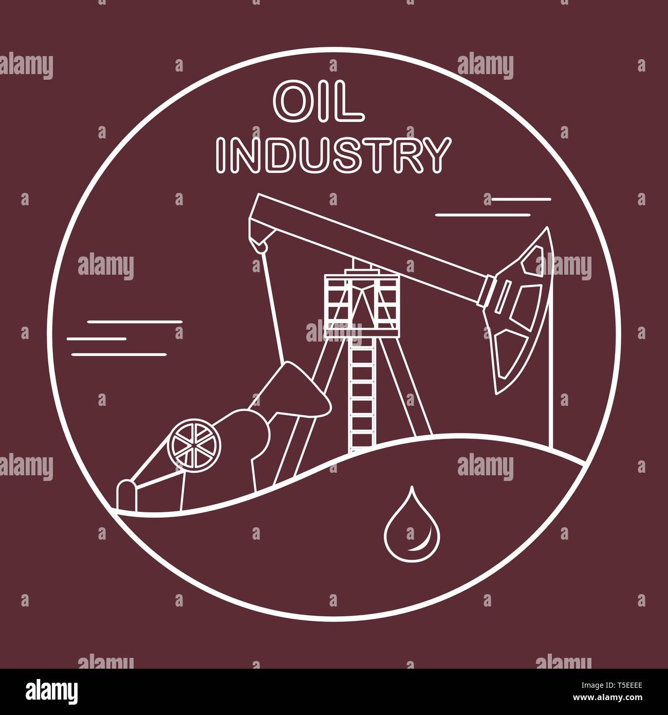 Vector illustration with equipment for oil production. Oil industry ...