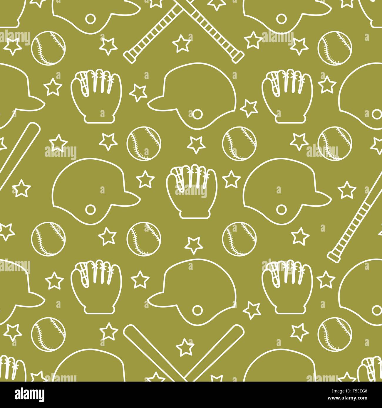 Vector seamless pattern with baseball bats, ball, helmet, baseball ...