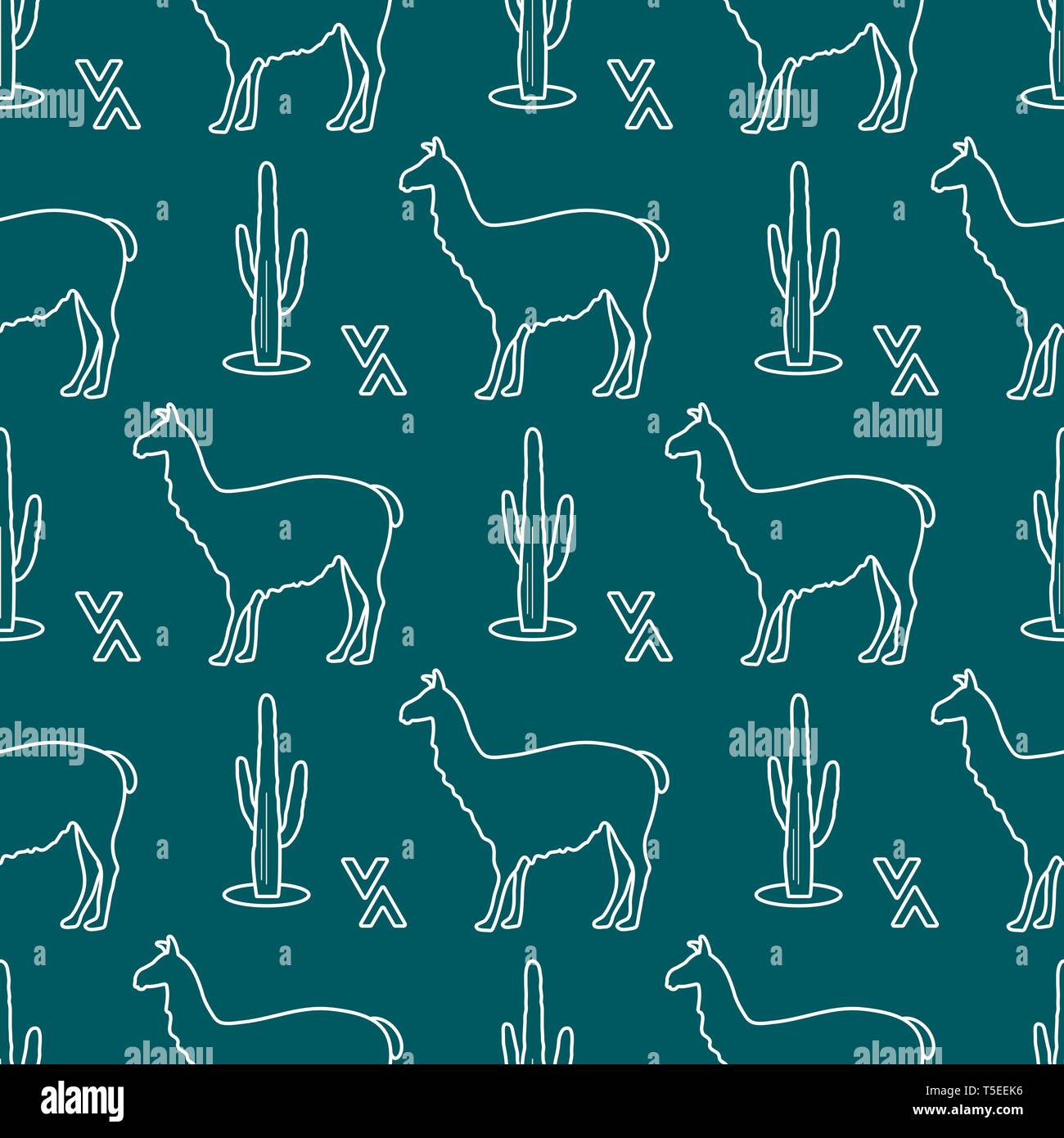 Seamless pattern with llama and cactus. Animal background. Design for ...