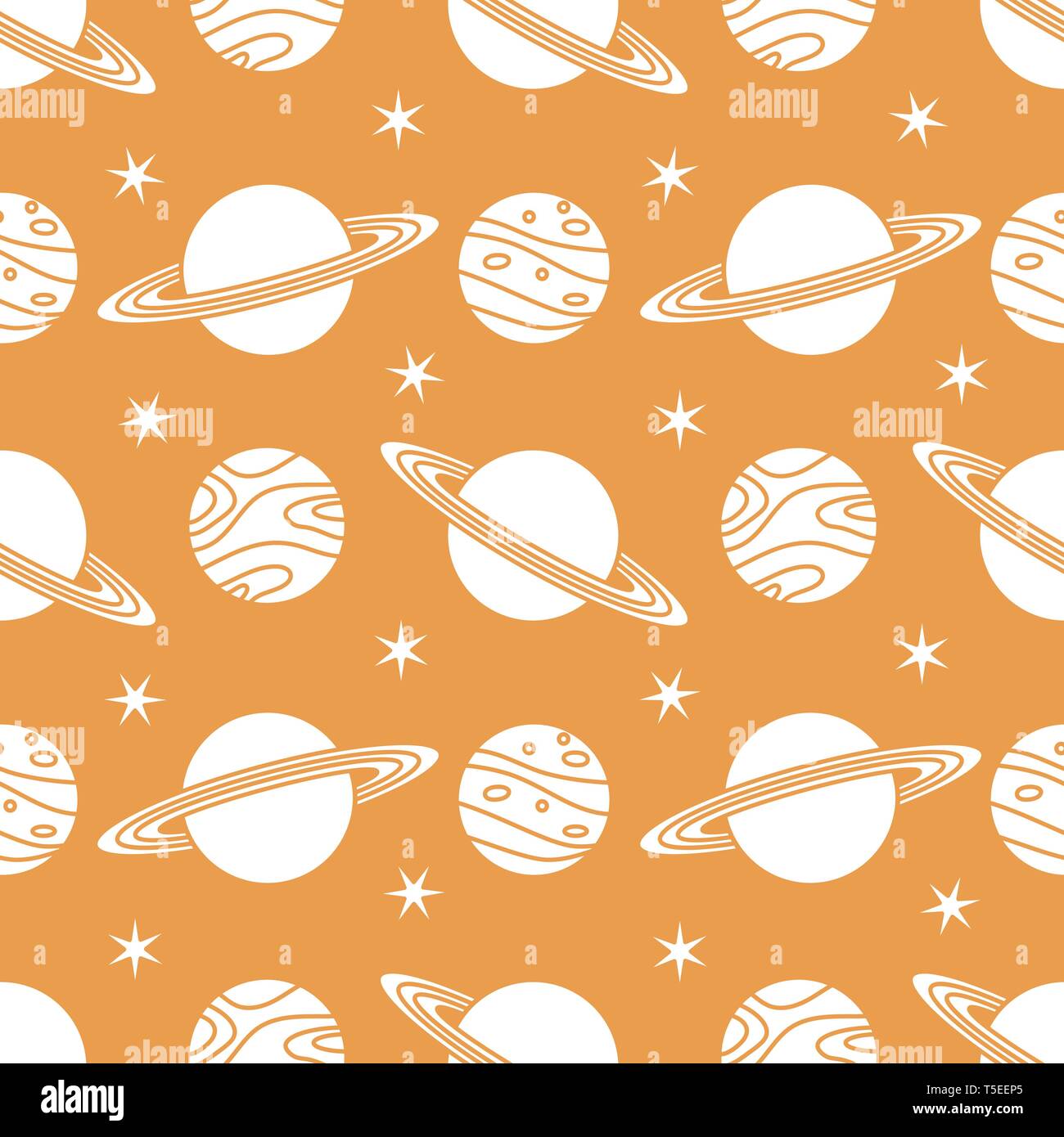 Seamless vector pattern with planets, Saturn, stars. Space exploration ...
