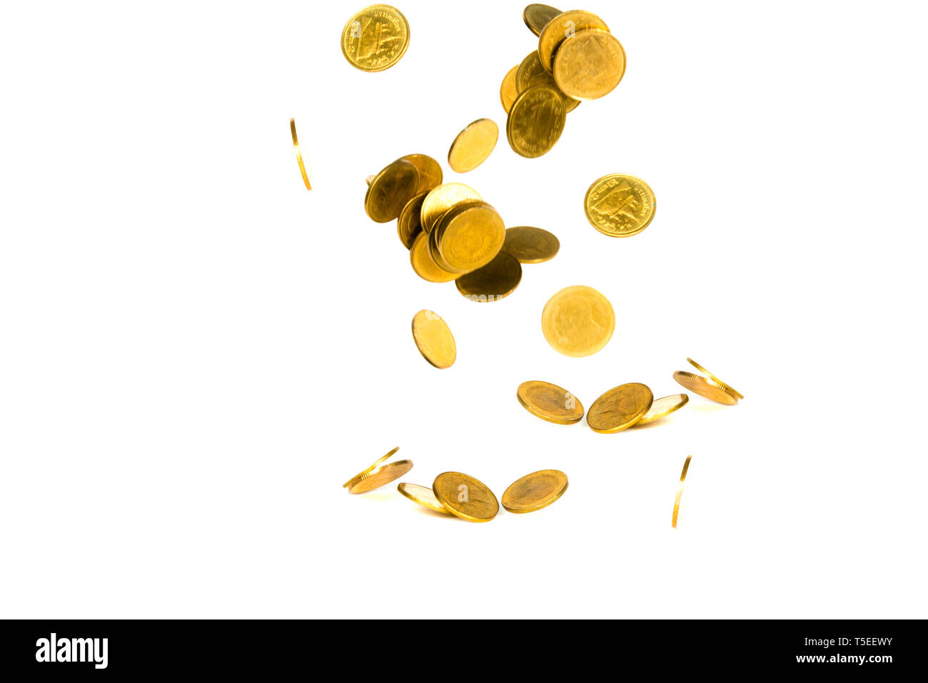 Movement of falling gold coin, flying coin, rain money isolated on ...