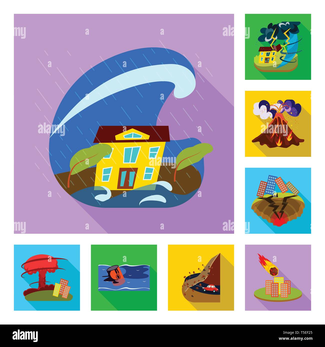 Vector design of collapse and environment sign. Collection of collapse ...