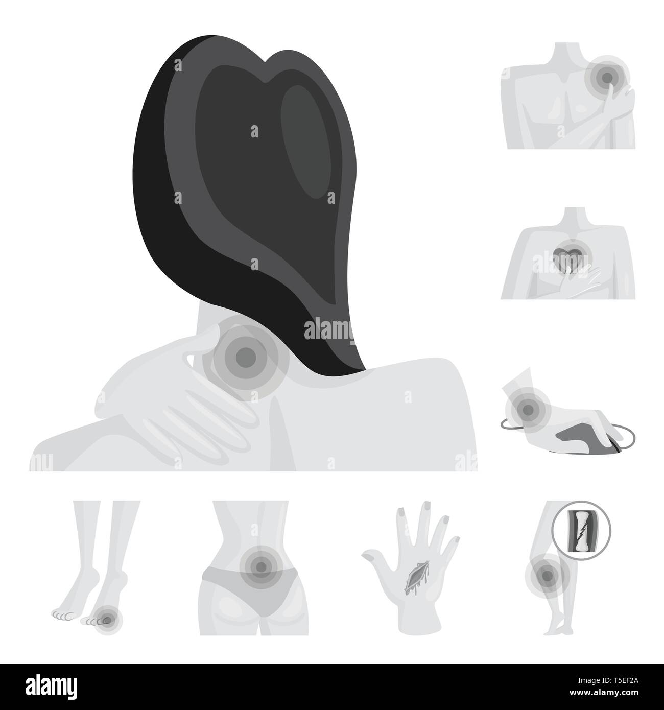 Isolated object of suffering and injury icon. Collection of suffering ...