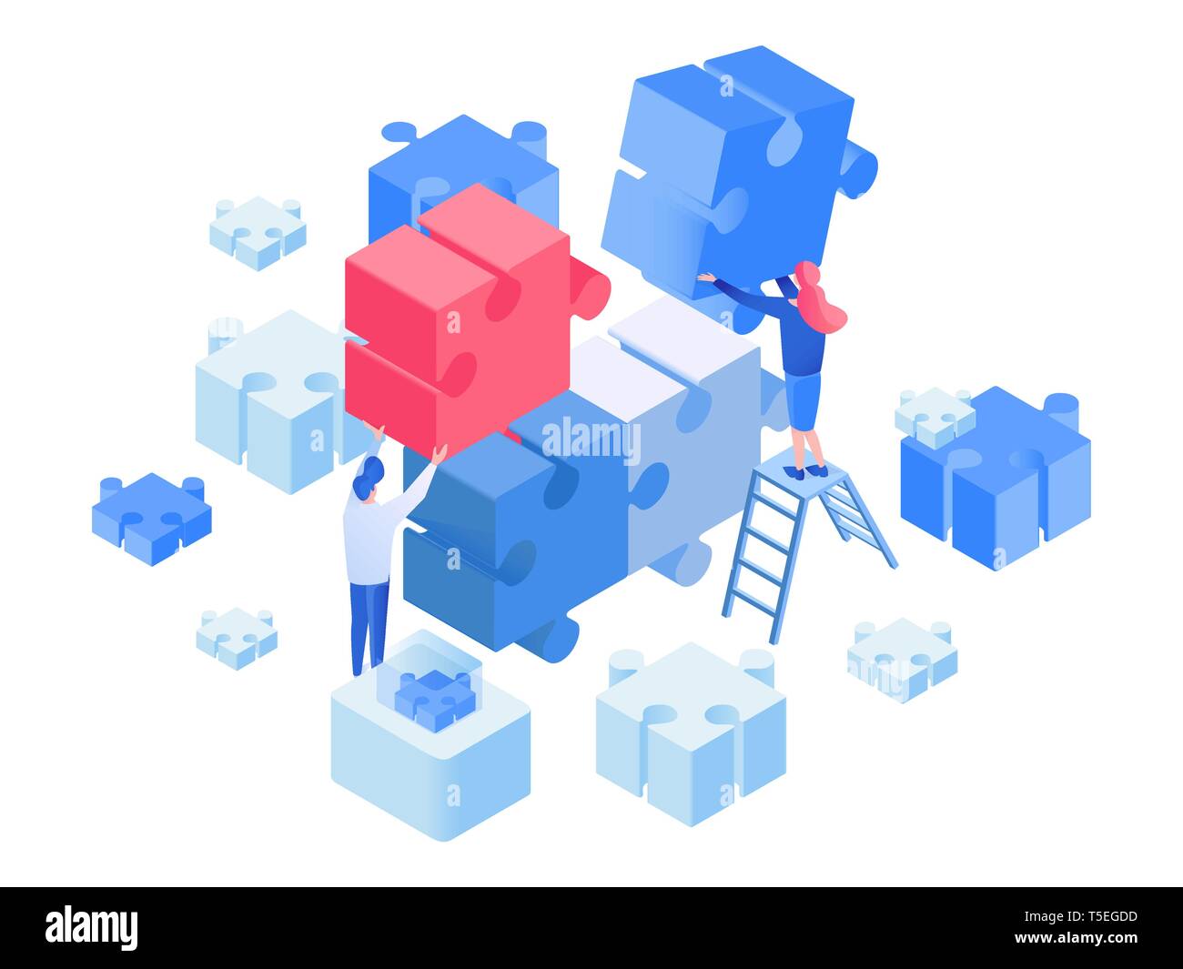 Developers coworking, team working isometric illustration. Programmers brainstorming, searching ...