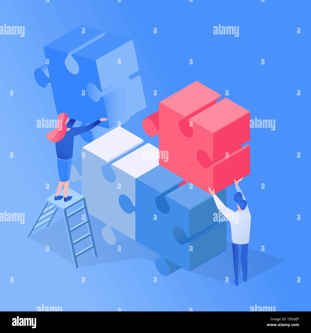 Colleagues teamwork, partnership isometric vector illustration ...