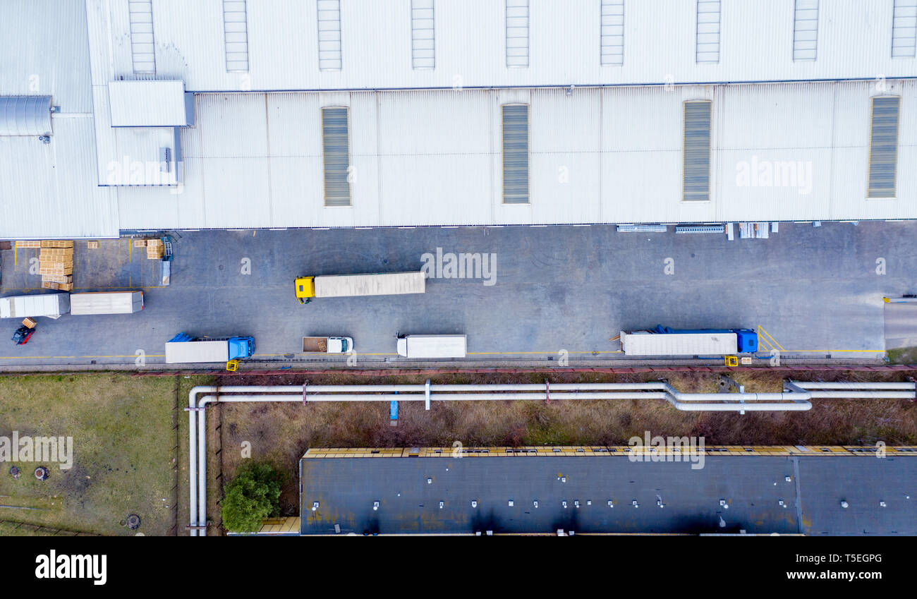 Aerial view tractor trailer driving hi-res stock photography and images ...