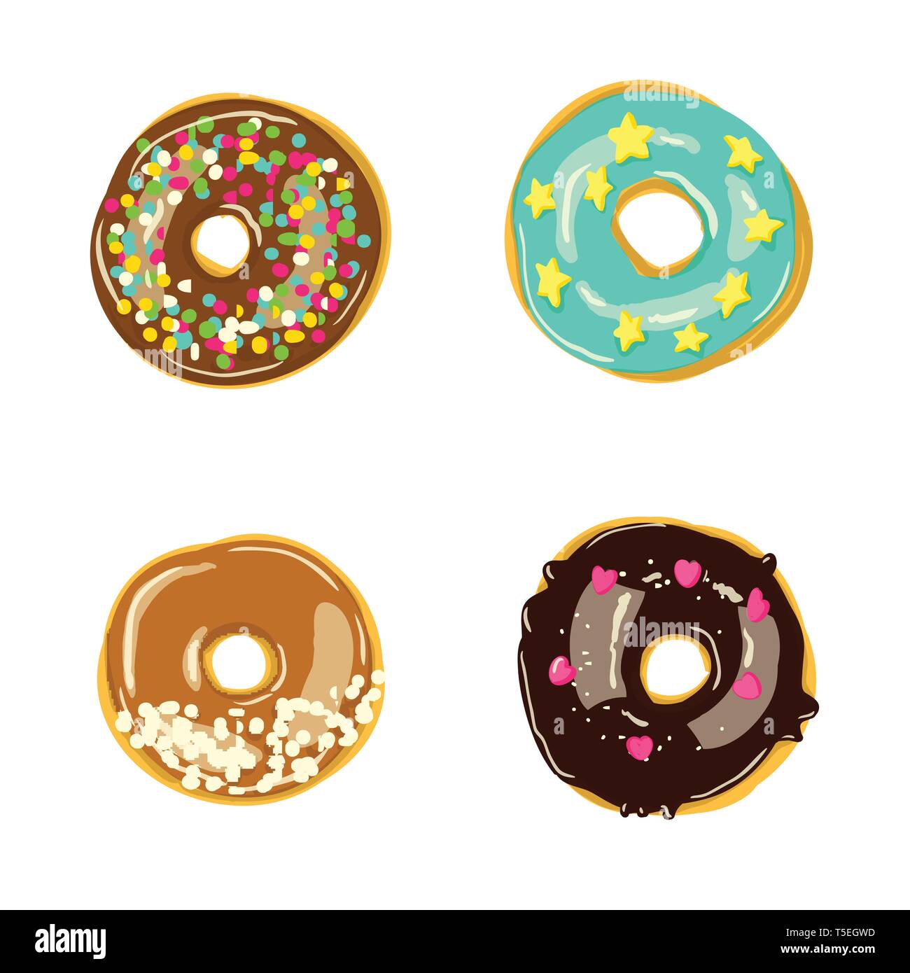 Set of four color donuts isolated. Vector illustration Stock Vector ...