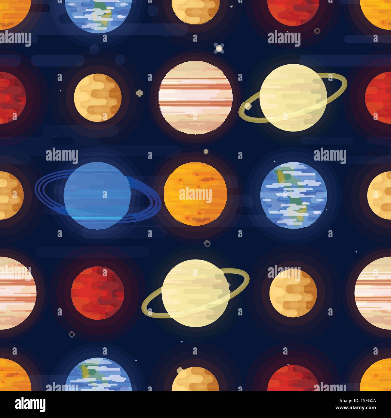 Space print. Seamless vector pattern. Planets of the Solar system on a ...